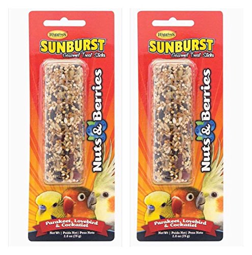 Higgins 2 Pack Nuts & Berries Sunburst Gourmet Bird Treat Sticks For Parakeets, Lovebirds & Cockatiels