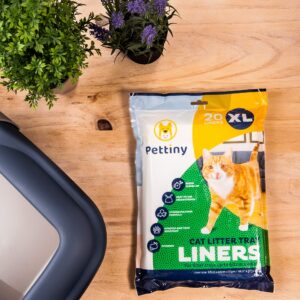 Pettiny 20 XL Cat Litter Box Liners with Drawstrings Scratch Resistant Cat Litter Bags for Extra Large Litter Trays