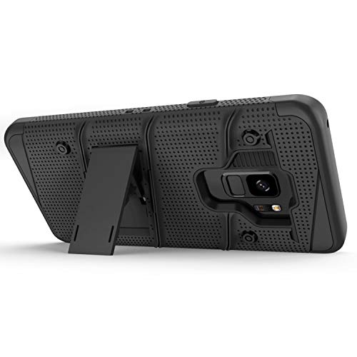 ZIZO Bolt Series for Samsung Galaxy S9 Case Military Grade Drop Tested with Tempered Glass Screen Protector Holster Black