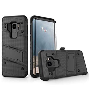 ZIZO Bolt Series for Samsung Galaxy S9 Case Military Grade Drop Tested with Tempered Glass Screen Protector Holster Black