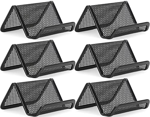 MaxGear Mesh Business Card Holder Stand Metal Business Card Stand for Desk Office Business Card Display with 50 Name Card Capacity 6 Pack Black