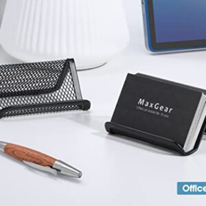 MaxGear Mesh Business Card Holder Stand Metal Business Card Stand for Desk Office Business Card Display with 50 Name Card Capacity 6 Pack Black