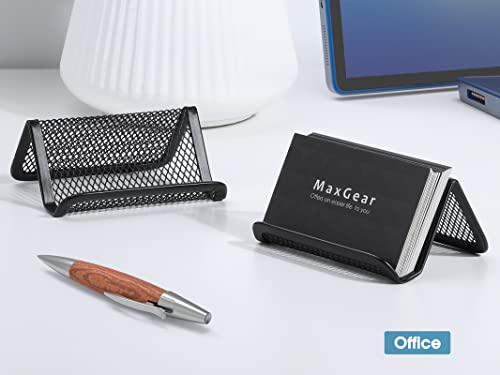 MaxGear Mesh Business Card Holder Stand Metal Business Card Stand for Desk Office Business Card Display with 50 Name Card Capacity 6 Pack Black