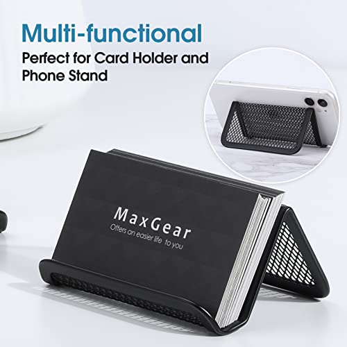 MaxGear Mesh Business Card Holder Stand Metal Business Card Stand for Desk Office Business Card Display with 50 Name Card Capacity 6 Pack Black