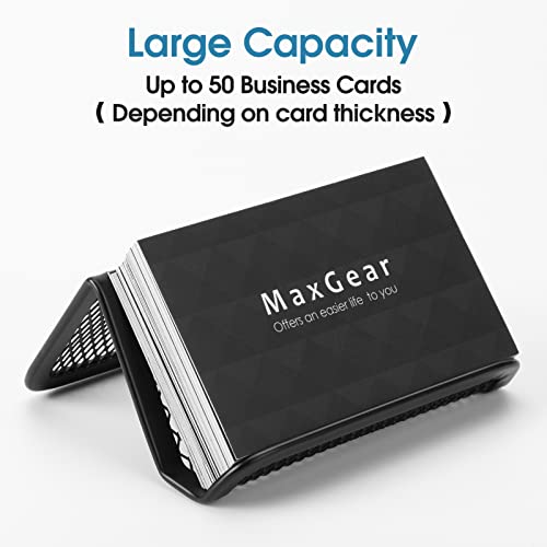 MaxGear Mesh Business Card Holder Stand Metal Business Card Stand for Desk Office Business Card Display with 50 Name Card Capacity 6 Pack Black