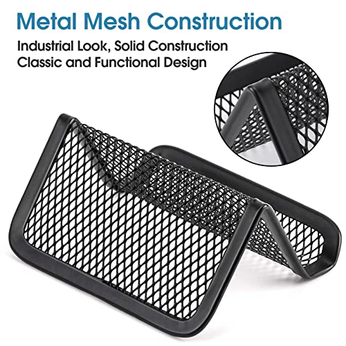 MaxGear Mesh Business Card Holder Stand Metal Business Card Stand for Desk Office Business Card Display with 50 Name Card Capacity 6 Pack Black