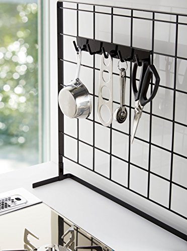 Yamazaki Home Grid Panel 5-Hook Accessory for Hanging Kitchen Utensils and Tools, One Size, Black