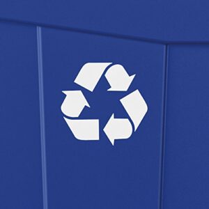 Suncast Commercial Slim 23 Gallon Polypropylene Recycling Bin with Recycle Logo, Blue