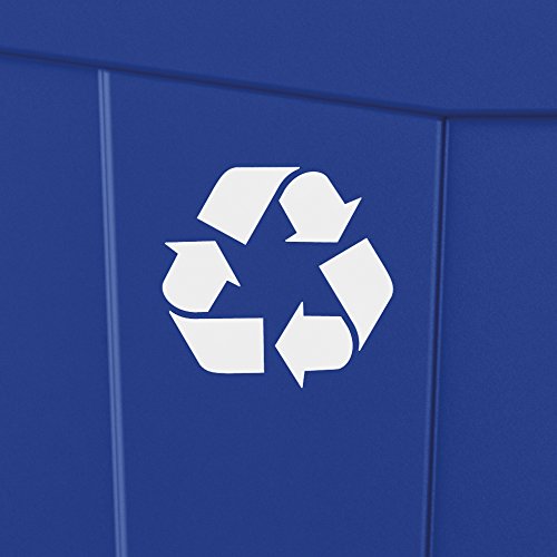 Suncast Commercial Slim 23 Gallon Polypropylene Recycling Bin with Recycle Logo, Blue