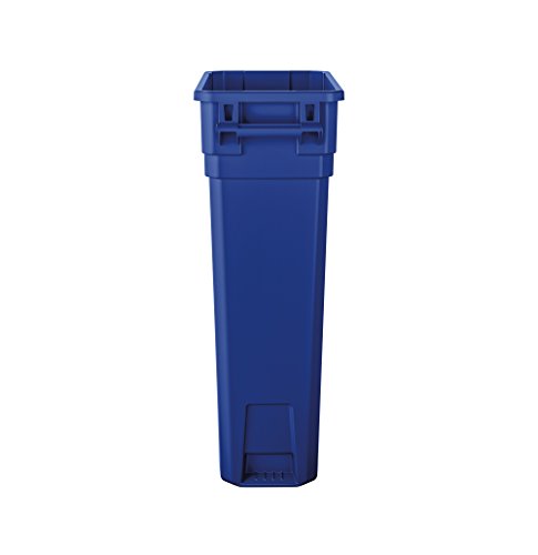 Suncast Commercial Slim 23 Gallon Polypropylene Recycling Bin with Recycle Logo, Blue