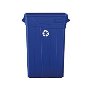 Suncast Commercial Slim 23 Gallon Polypropylene Recycling Bin with Recycle Logo, Blue