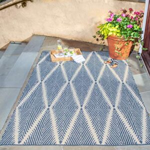 Erin Gates by Momeni River Beacon Denim Hand Woven Indoor Outdoor Area Rug, 7'6" X 9'6" size Mat for Living Room, Bedroom, Dining Room, Nursery, Hallways, and Home Office