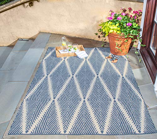 Erin Gates by Momeni River Beacon Denim Hand Woven Indoor Outdoor Area Rug, 7'6" X 9'6" size Mat for Living Room, Bedroom, Dining Room, Nursery, Hallways, and Home Office