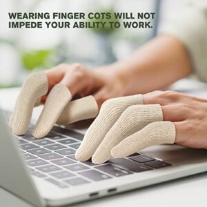 Evridwear 20PCS Premium Cotton Comfort Cushion Finger Toe Thumb Cot Sleeves Protect Fingertips Hand Eczema Skin Cracking Calluses Wicks Moisture Jewelry Clean Smudges (Short Length)