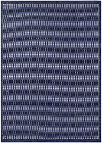 Couristan Recife Saddle Stitch Indoor/Outdoor Area rug, 8'6" x 13', Ivory-Indigo