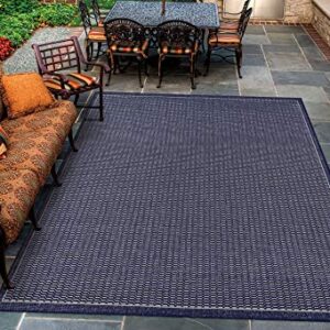 Couristan Recife Saddle Stitch Indoor/Outdoor Area rug, 8'6" x 13', Ivory-Indigo