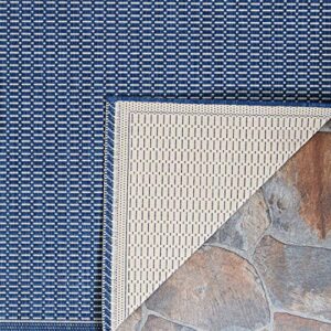 Couristan Recife Saddle Stitch Indoor/Outdoor Area rug, 8'6" x 13', Ivory-Indigo