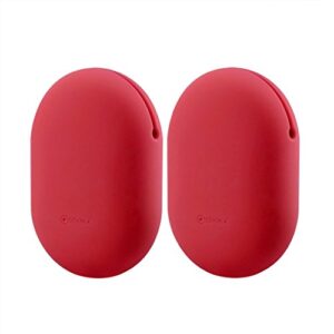 geekria earbuds silicone case compatible with jvc haeb75b, haeb75a, haebr80a, haebr80r, haebr80s, bose qc20 earbud protection squeeze pouch/pocket soft earphone storage bag (red, size m, 2packs)