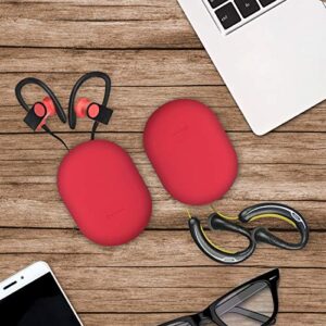 Geekria Earbuds Silicone Case Compatible with JVC HAEB75B, HAEB75A, HAEBR80A, HAEBR80R, HAEBR80S, Bose QC20 Earbud Protection Squeeze Pouch/Pocket Soft Earphone Storage Bag (Red, Size M, 2Packs)