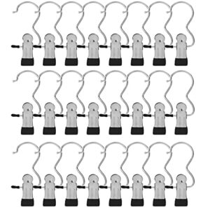 bewishome 24 pcs laundry hook boot hanging hold clips portable hanging hooks home travel hangers clothing clothes pins, chrome fyc03s