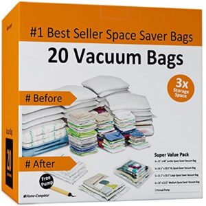 vacuum storage bags-space saving air tight compression-shrink down closet clutter, store and organize clothes, linens, seasonal items by everyday home