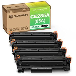 s smartomni 85a ce285a compatible toner cartridge replacement for hp ce285a 36a cb436a 35a cb435a canon 125 crg-125 use for hp p1109w m1212nf m1217nfw p1002 p1006 m1522 canon mf3010 black 4 packs