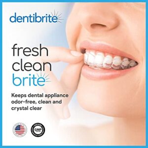 Dentibrite Crystals Cleaner for Removable Dental Appliances - Invisalign Aligners, Retainers, Guards, Dentures, Trays/Aligners - Odor Remover - No Persulfates or Dyes - 30ct - Made in USA