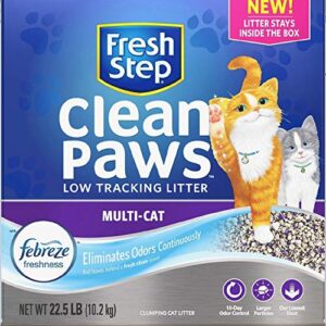 fresh step clean paws multi-cat litter, low dust, scented with febreze, 22.5 lb