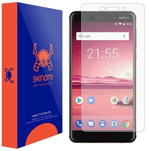 skinomi matte screen protector compatible with nokia 6 (2018, nokia 6.1) anti-glare matte skin tpu anti-bubble film