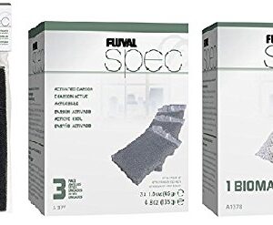 Fluval SPEC Replacement Filter Kit - Includes: Fluval SPEC Replacement Foam Filter Block, Fluval SPEC Biomax 2.1oz, and Fluval SPEC Carbon Filter Media - 3-Pack Bundle