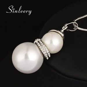 KassarinShop Cute Snowman White Pearl Pendant Long Necklace for Women MY386