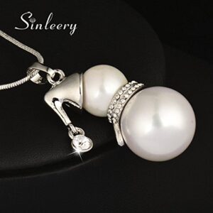 KassarinShop Cute Snowman White Pearl Pendant Long Necklace for Women MY386