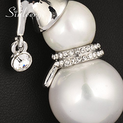 KassarinShop Cute Snowman White Pearl Pendant Long Necklace for Women MY386