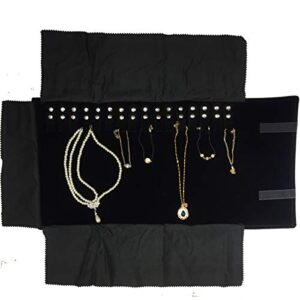 vinerstar jewelry roll bag for holding necklace bracelet ring,jewelry organizer 16 hook velvet black