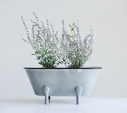 Creative Co-Op Decorative Metal Bathtub Container with Feet