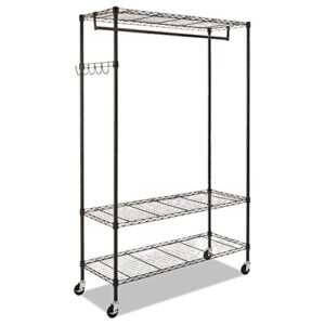 Alera GR364818BL Wire Shelving Garment Rack, Coat Rack, Stand Alone Rack, Black Steel w/Casters