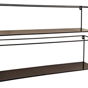 WHW Whole House Worlds Industrial Chic Rectangle Floating Shelves, 2 Wall Mounted Pieces, Black Iron, Various Sizes