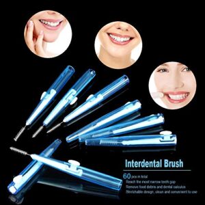 60Pcs Push-Pull Interdental Brush 0.7 MM Dental Tooth Pick Interdental Cleaners Orthodontic Wire Toothpick ToothBrush Oral Care