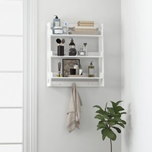 UTEX 3 Tier Bathroom Shelf Wall Mounted with Towel Hooks, Bathroom Organizer Shelf Over The Toilet (White)