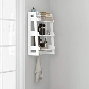 UTEX 3 Tier Bathroom Shelf Wall Mounted with Towel Hooks, Bathroom Organizer Shelf Over The Toilet (White)