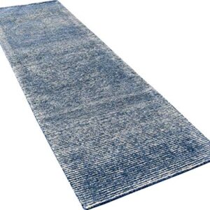 Nourison Weston Solid Aegean Blue 2'3" x 7'6" Area Rug, Easy-Cleaning, Non Shedding, Bed Room, Living Room, Dining Room, Kitchen (2x8)