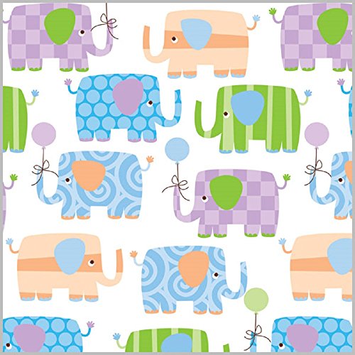 Baby Elephant Gift Wrap Flat Sheet 24" X 6'