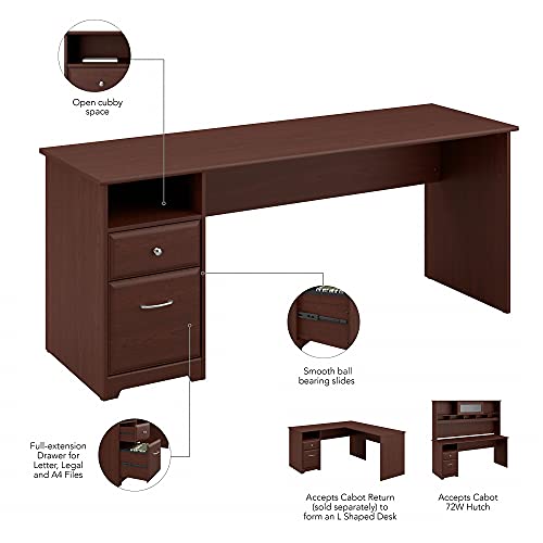 Bush Furniture Cabot 72W Computer Desk with Drawers in Harvest Cherry