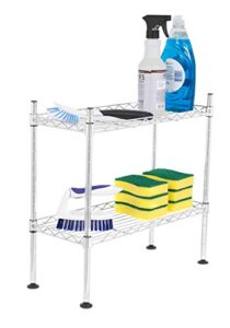 internet's best 2-tier mini wire utility shelving - chrome - small shelf - adjustable rack unit - kitchen bathroom pantry laundry storage - under the sink organization - organize your cabinets