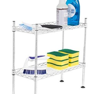 Internet's Best 2-Tier Mini Wire Utility Shelving - Chrome - Small Shelf - Adjustable Rack Unit - Kitchen Bathroom Pantry Laundry Storage - Under The Sink Organization - Organize Your Cabinets