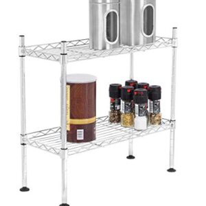 Internet's Best 2-Tier Mini Wire Utility Shelving - Chrome - Small Shelf - Adjustable Rack Unit - Kitchen Bathroom Pantry Laundry Storage - Under The Sink Organization - Organize Your Cabinets