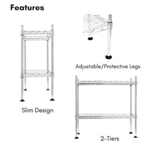 Internet's Best 2-Tier Mini Wire Utility Shelving - Chrome - Small Shelf - Adjustable Rack Unit - Kitchen Bathroom Pantry Laundry Storage - Under The Sink Organization - Organize Your Cabinets