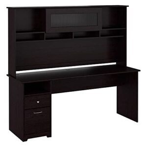 bush furniture cabot 72w computer desk with hutch and drawers in espresso oak