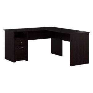 bush furniture cabot 60w l shaped computer desk with drawers in espresso oak