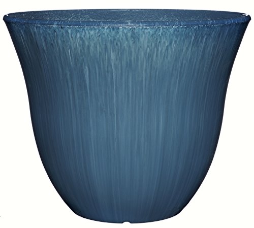 Classic Home and Garden Honeysuckle Resin Flower Pot Planter, Ocean Blue, 15"